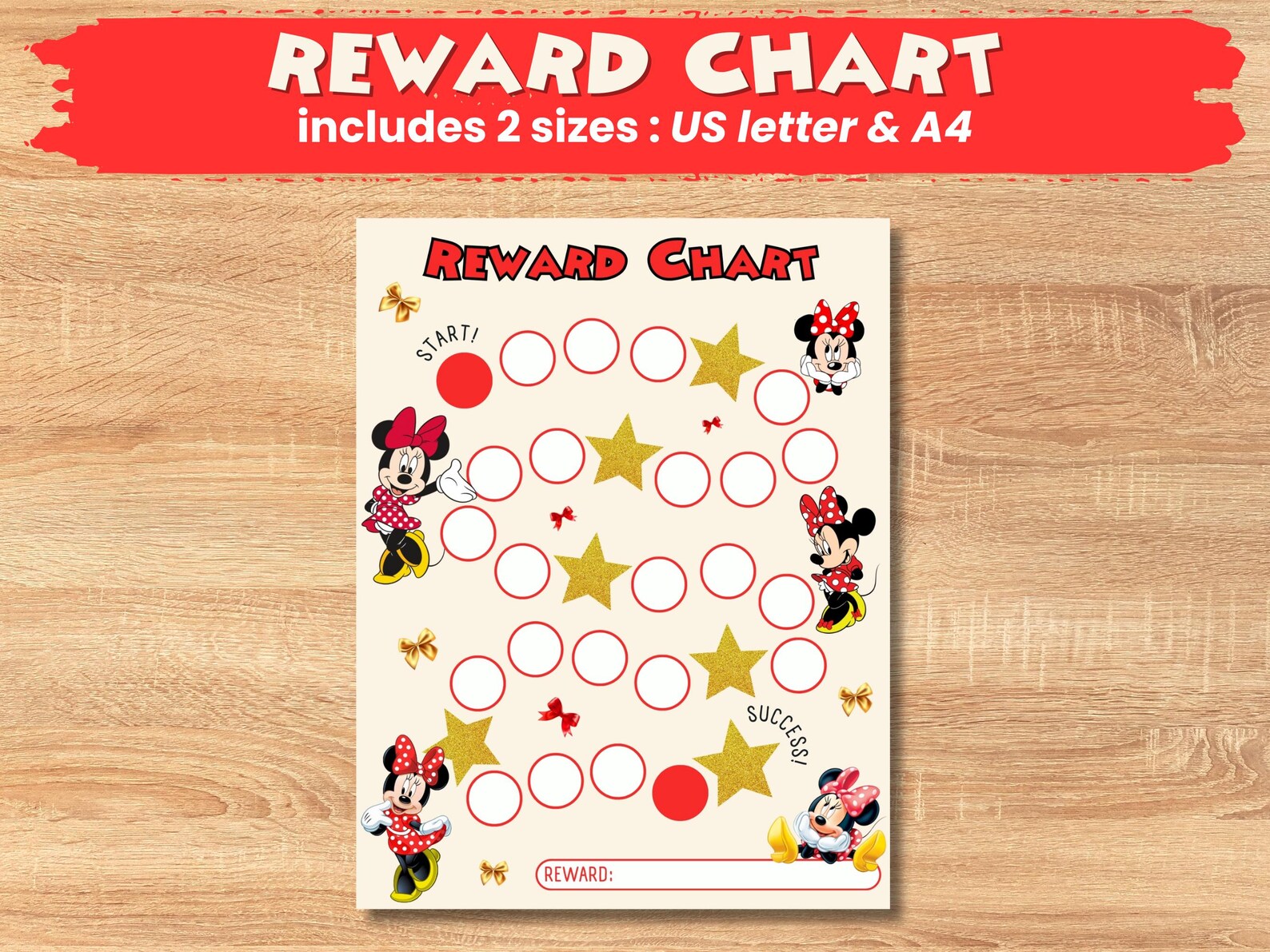 Minnie Mouse Reward Chart,sticker Chart for Kids,potty Training Chart ...