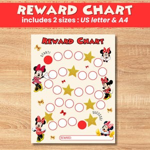 Minnie Mouse Reward Chart,sticker Chart for Kids,potty Training Chart ...