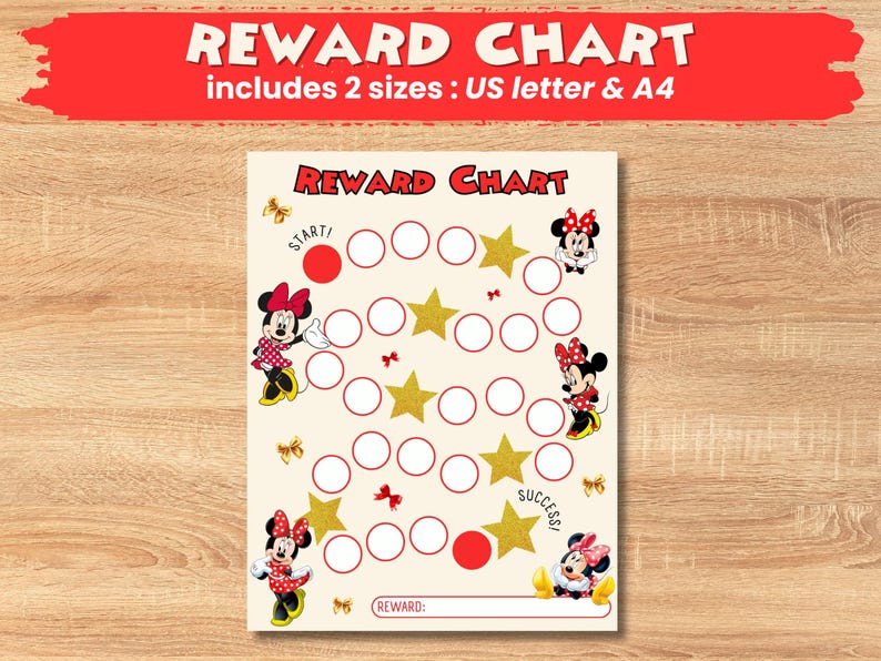 Minnie Mouse Reward Chart,sticker Chart for Kids,potty Training Chart ...