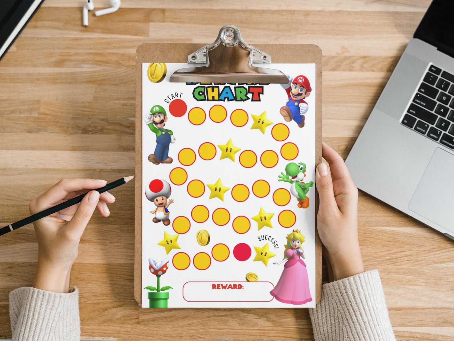 Super Mario Reward Chart,sticker Chart for Kids,potty Training Chart ...