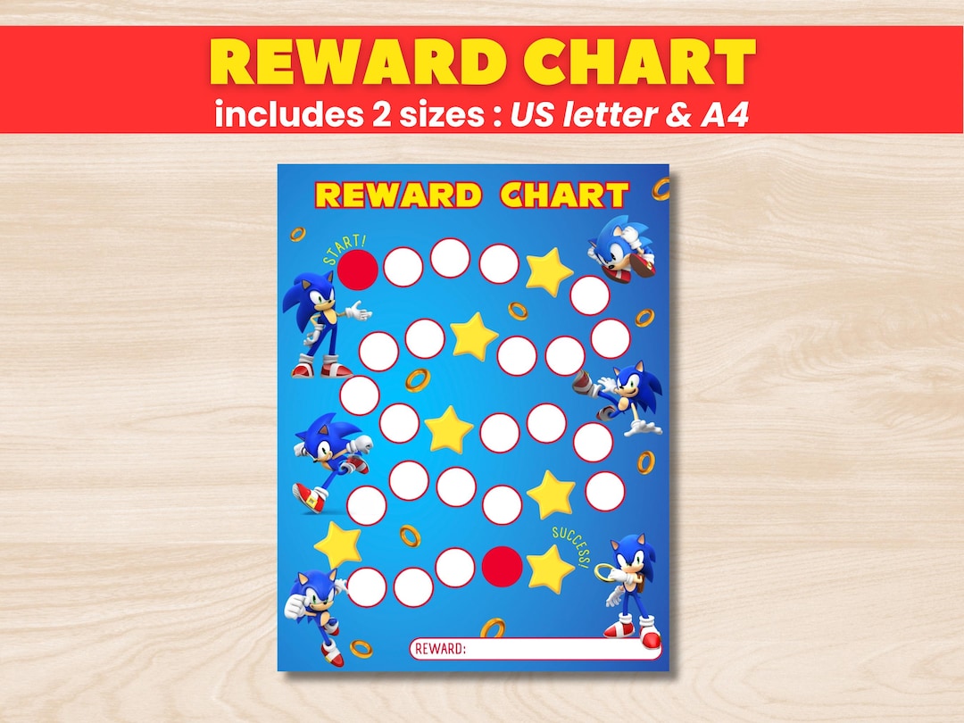 Sonic the Hedgehog Reward Chart,sticker Chart for Kids,potty Training ...
