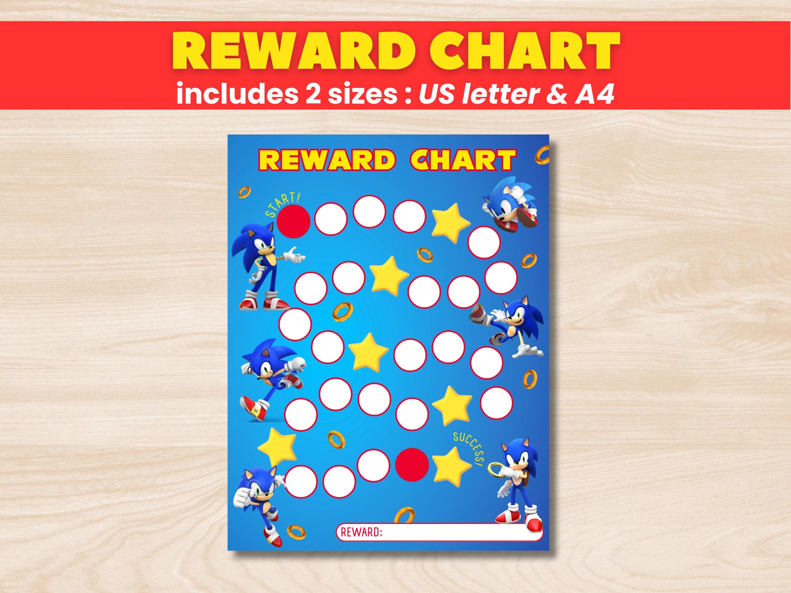 Sonic the Hedgehog Reward Chart,sticker Chart for Kids,potty Training ...