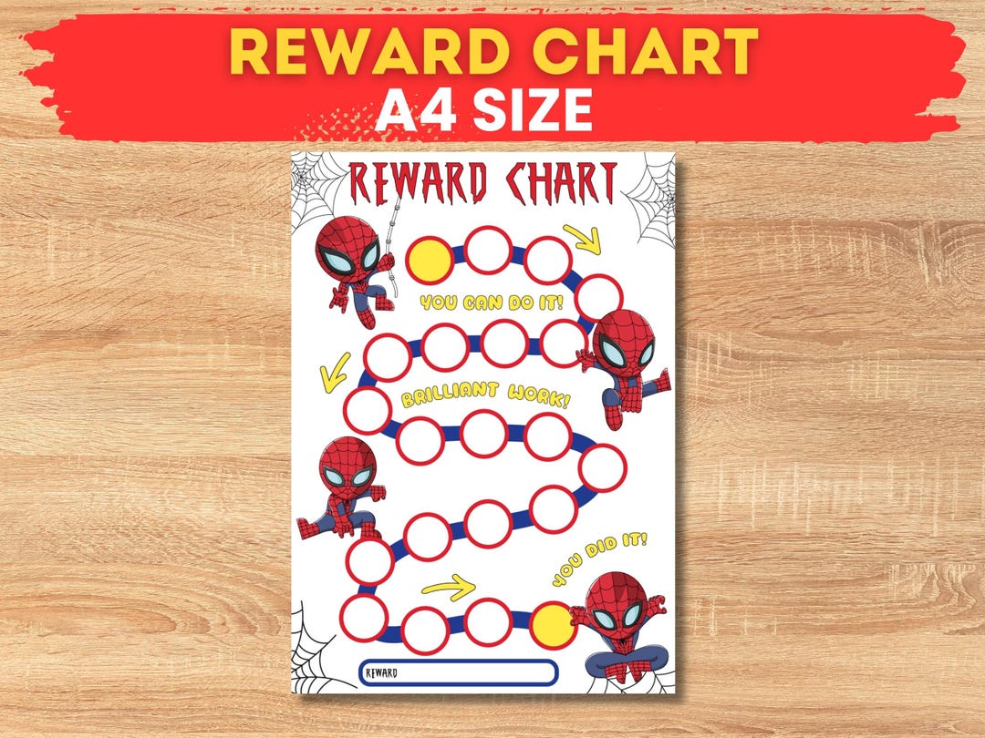 Spiderman Reward Chart for Kids,chore Chart,digital Instant Download ...