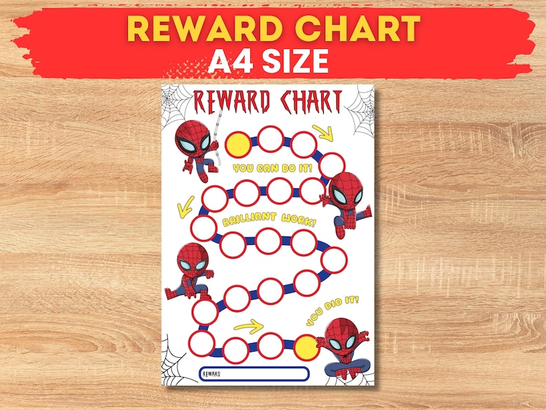 Spiderman Reward Chart for Kids,chore Chart,digital Instant Download ...