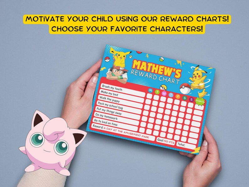 EDITABLE Reward Chart Pikachu,pokemon Behavior Reward Chart for Kids ...