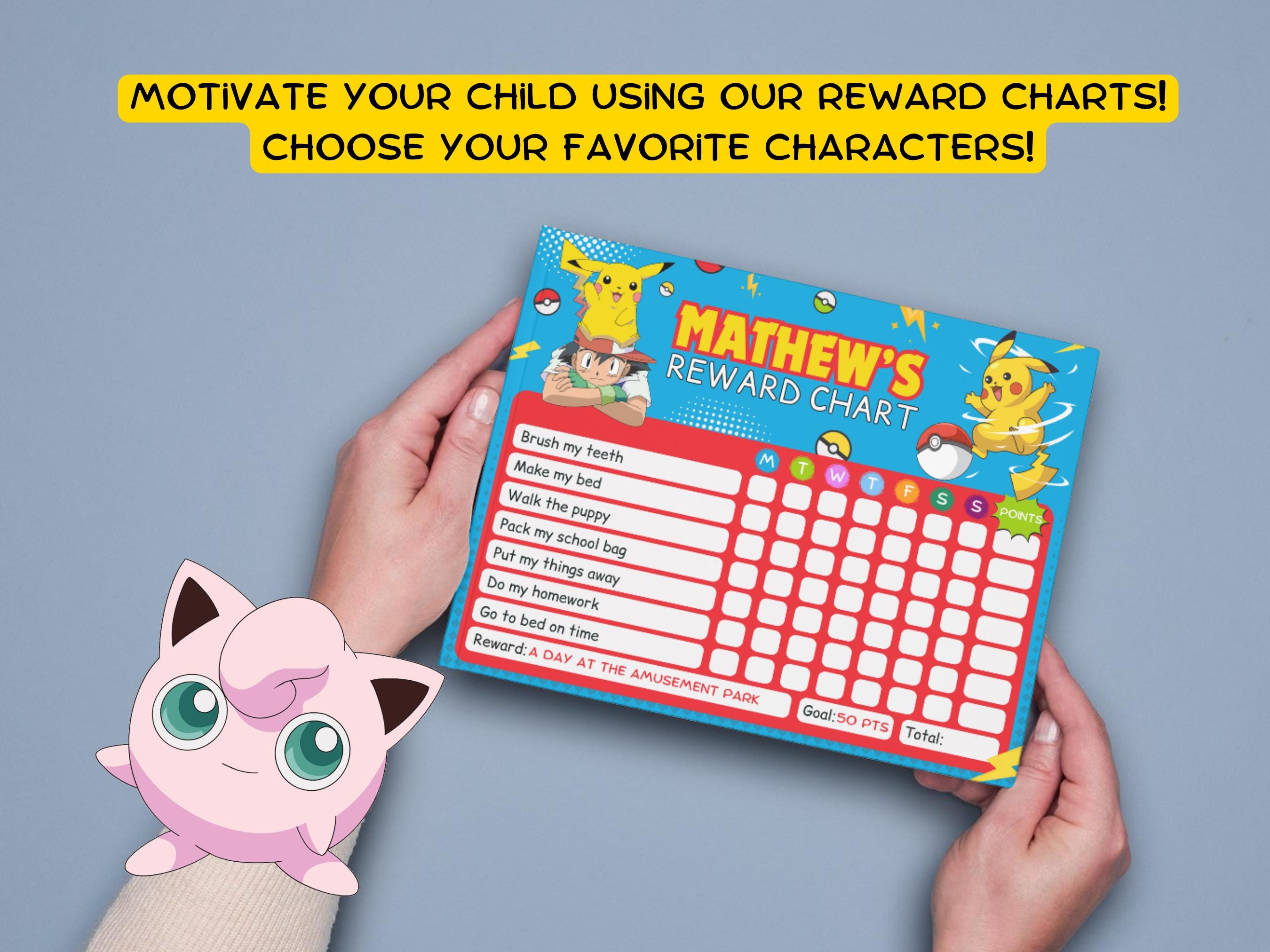 EDITABLE Reward Chart Pikachu,pokemon Behavior Reward Chart for Kids ...