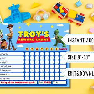 EDITABLE Reward Chart Toy Story,behavior Reward Chart for Kids,sheriff ...
