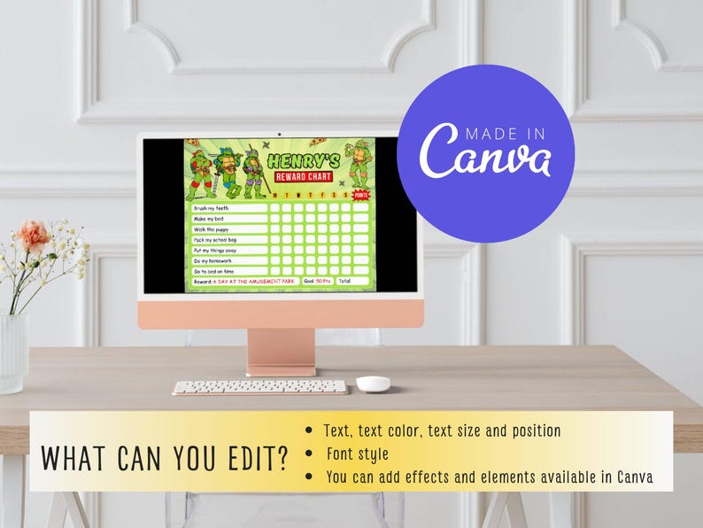 EDITABLE Reward Chart Ninja Turtles,teenage Mutant Ninja Turtles ...