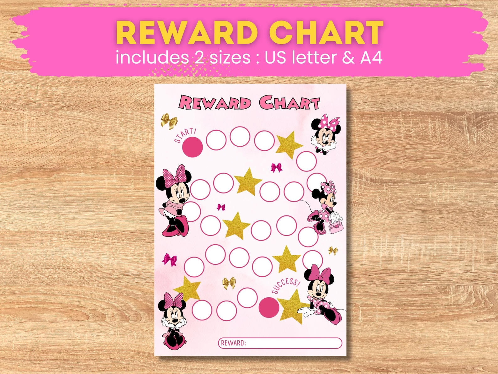 Minnie Mouse Reward Chart,sticker Chart for Kids,potty Training Chart ...