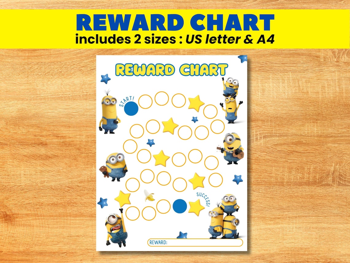 Minions Reward Chart for Kids,behavior Chart,instant Download Sticker ...