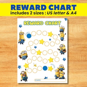 Minions Reward Chart for Kids,behavior Chart,instant Download Sticker ...