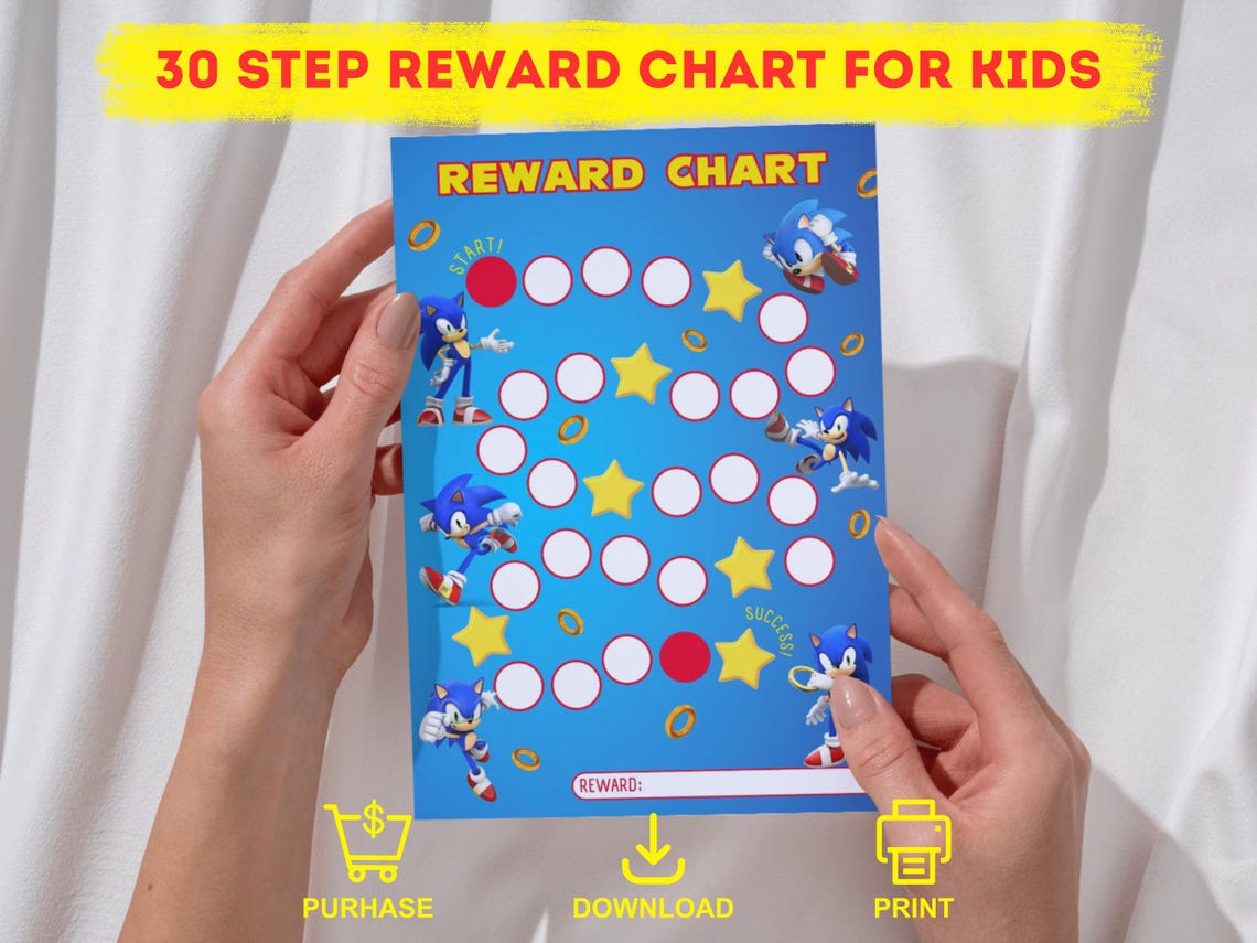 Sonic the Hedgehog Reward Chart,sticker Chart for Kids,potty Training ...