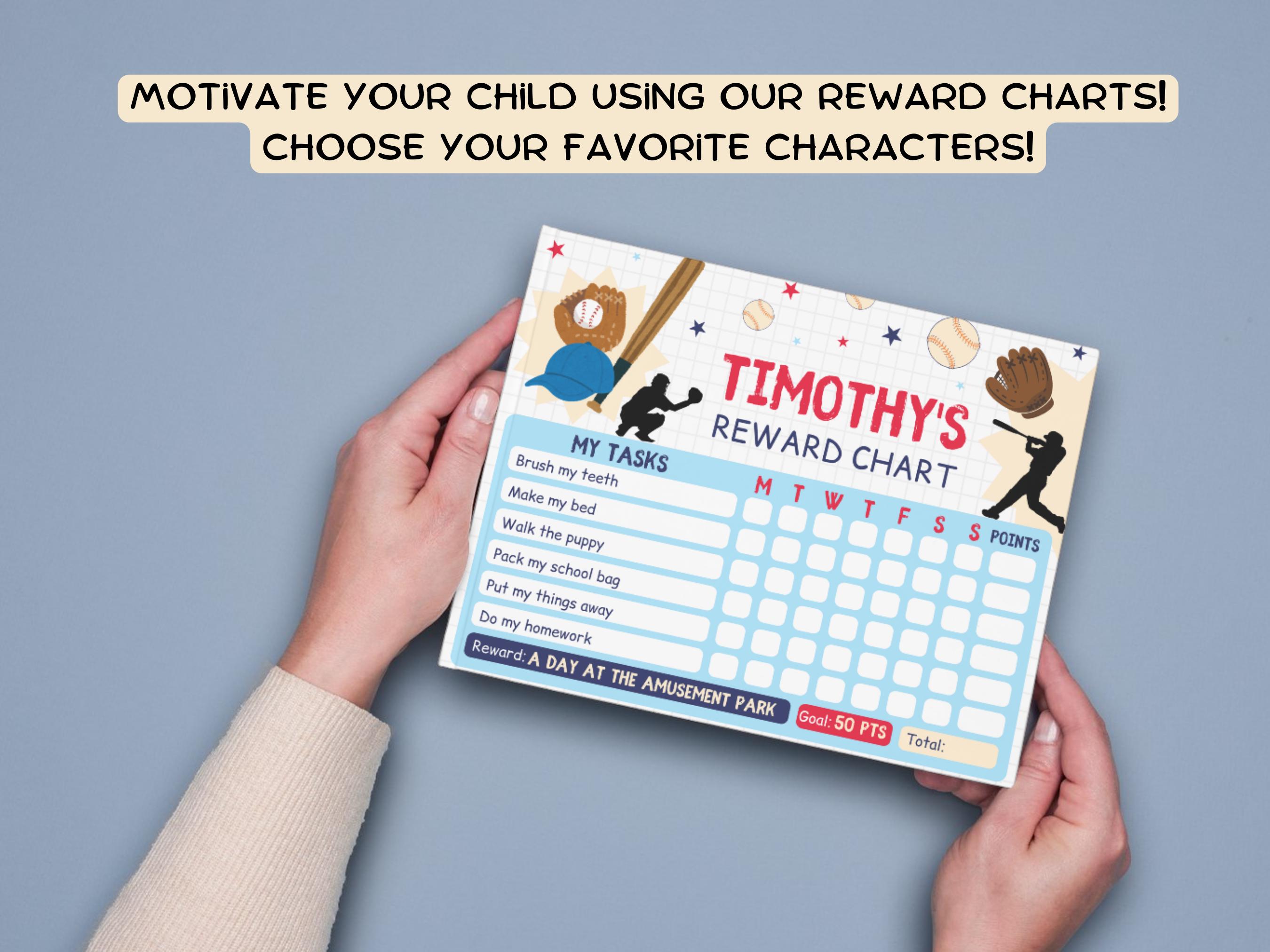 EDITABLE Baseball Reward Chart,boys Reward Chart,baseball Chore Chart ...