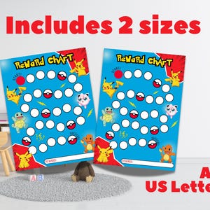 Reward Chart Pikachu,pokemon Behavior Reward Chart for Kids,chore Chart ...