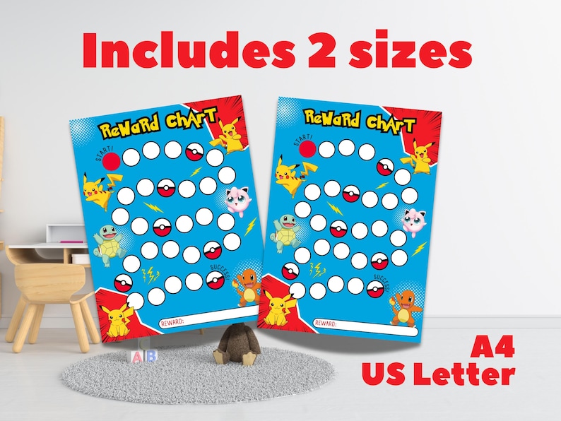 Reward Chart Pikachu,pokemon Behavior Reward Chart for Kids,chore Chart ...