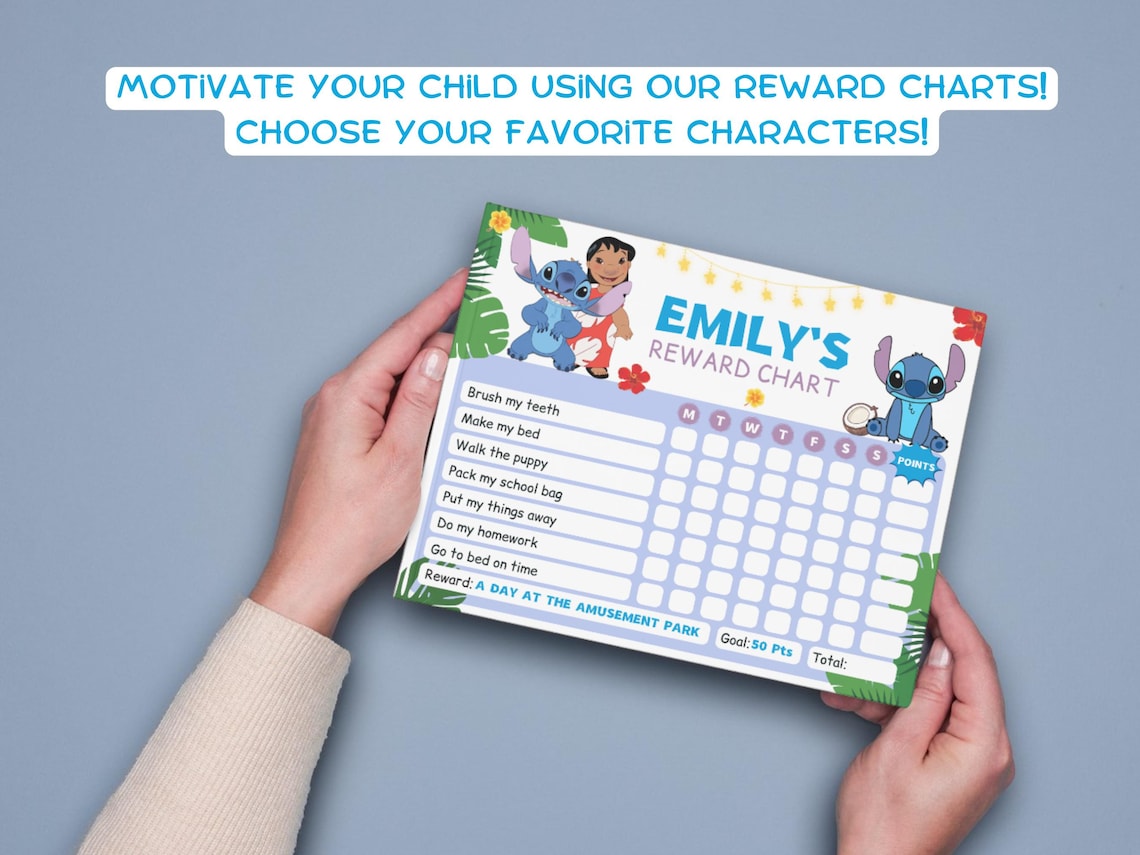 EDITABLE Reward Chart Lilo & Stich,behavior Reward Chart for Kids,lili ...