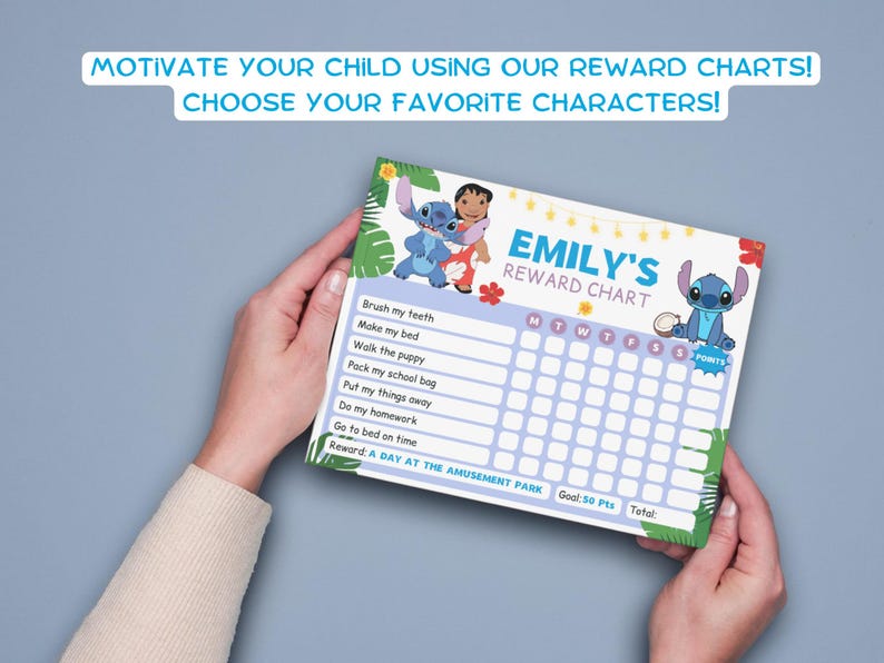 EDITABLE Reward Chart Lilo & Stich,behavior Reward Chart for Kids,lili ...