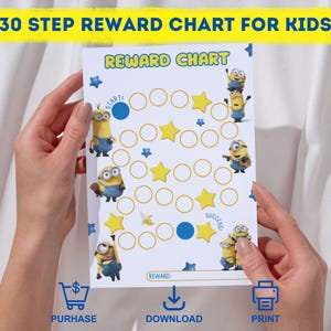 Minions Reward Chart for Kids,behavior Chart,instant Download Sticker ...