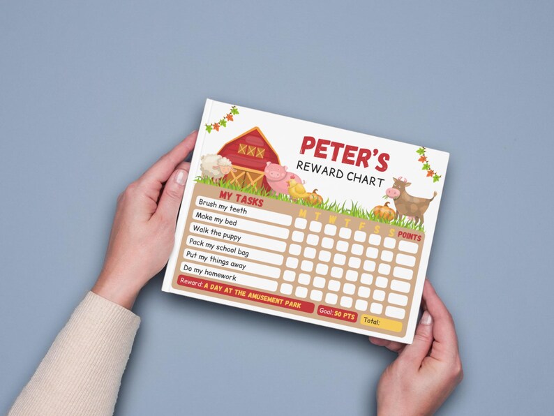 EDITABLE Farm Animals Reward Chart for Kids,girl Farm Routine Chart ...