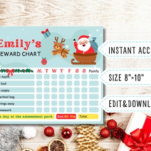 EDITABLE Christmas Reward Chart,new Year's Behavior Chart,santa Chore ...