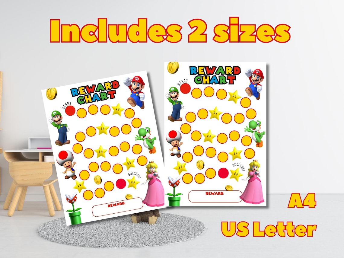 Super Mario Reward Chart,sticker Chart for Kids,potty Training Chart ...