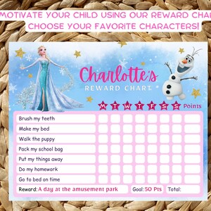EDITABLE Reward Chart Frozen,behavior Reward Chart for Girls,chore ...