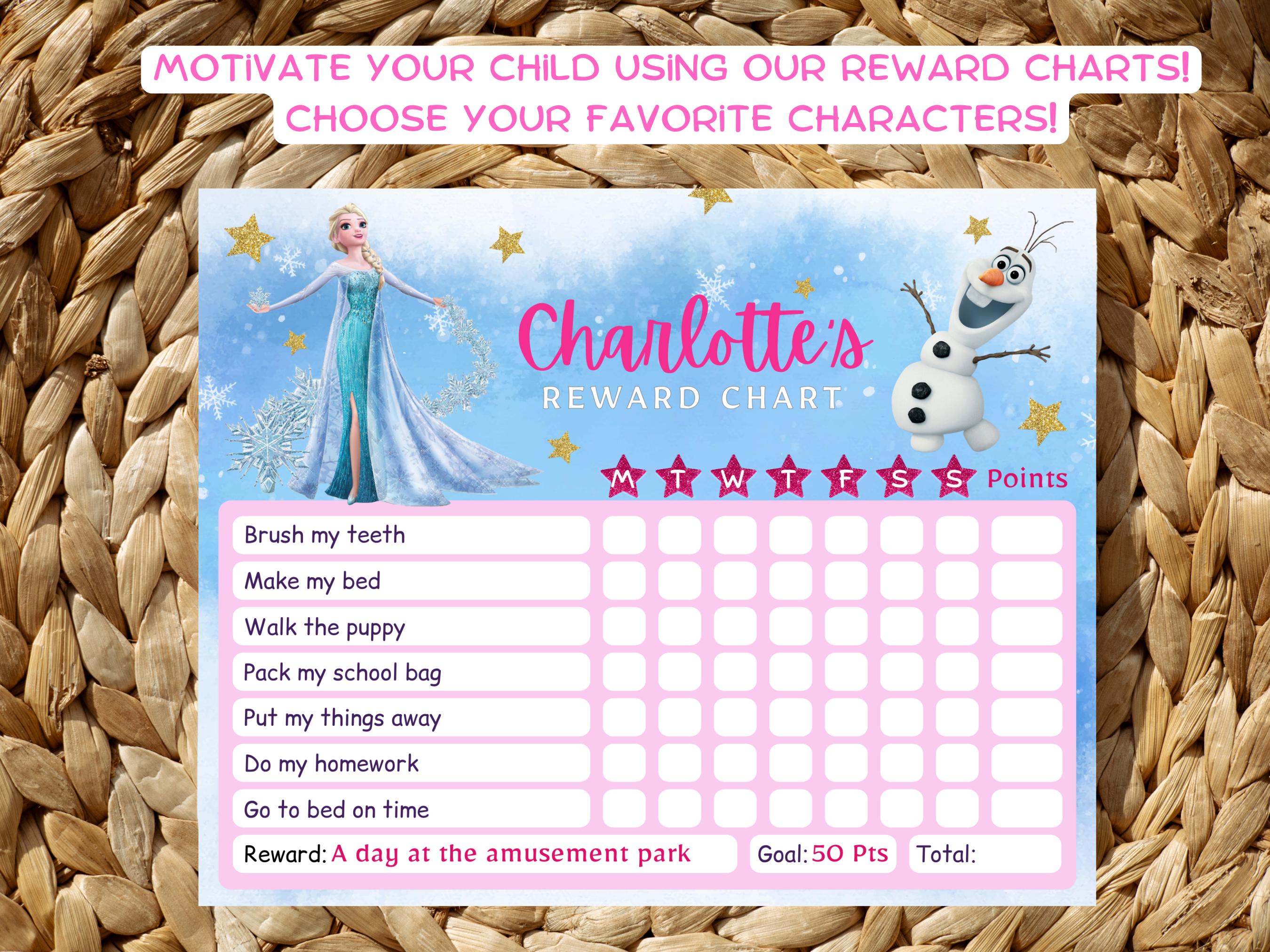 EDITABLE Reward Chart Frozen,behavior Reward Chart for Girls,chore ...