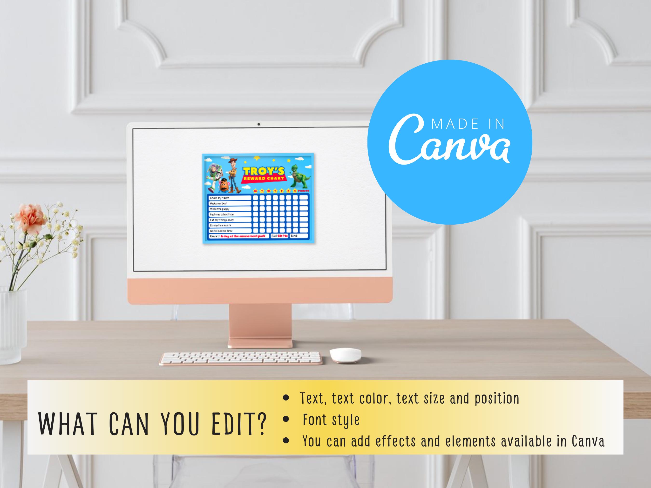 EDITABLE Reward Chart Toy Story,behavior Reward Chart for Kids,sheriff ...