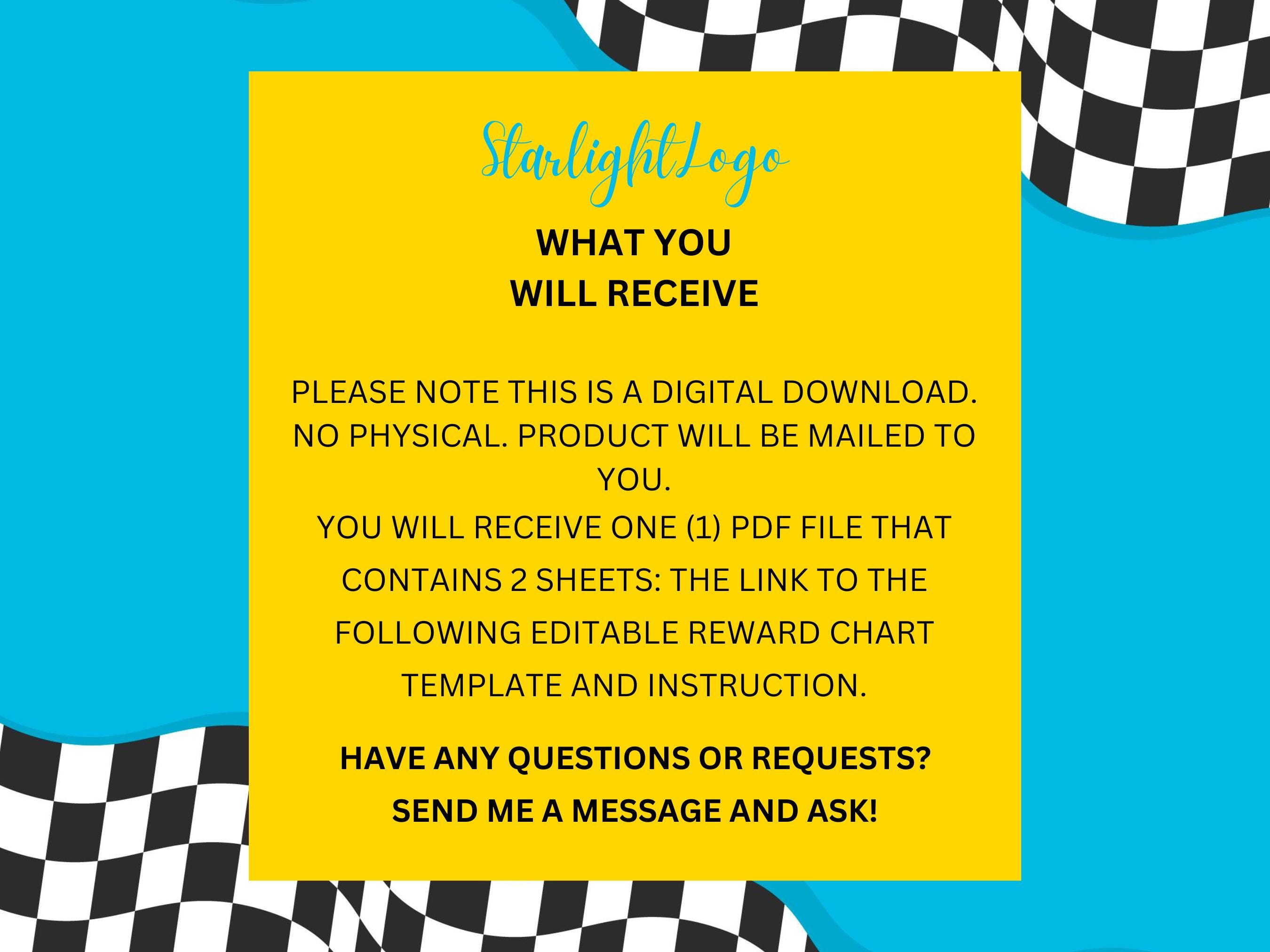 EDITABLE Reward Chart Cars Pixar,reward Chart for Kids,lightning ...