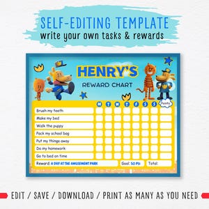 EDITABLE Reward Chart Dog Man,behavior Reward Chart for Kids,dogman ...