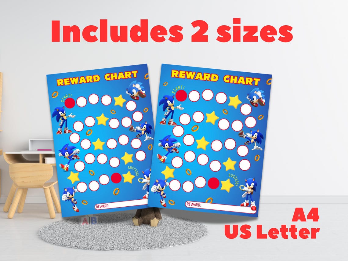 Sonic the Hedgehog Reward Chart,sticker Chart for Kids,potty Training ...