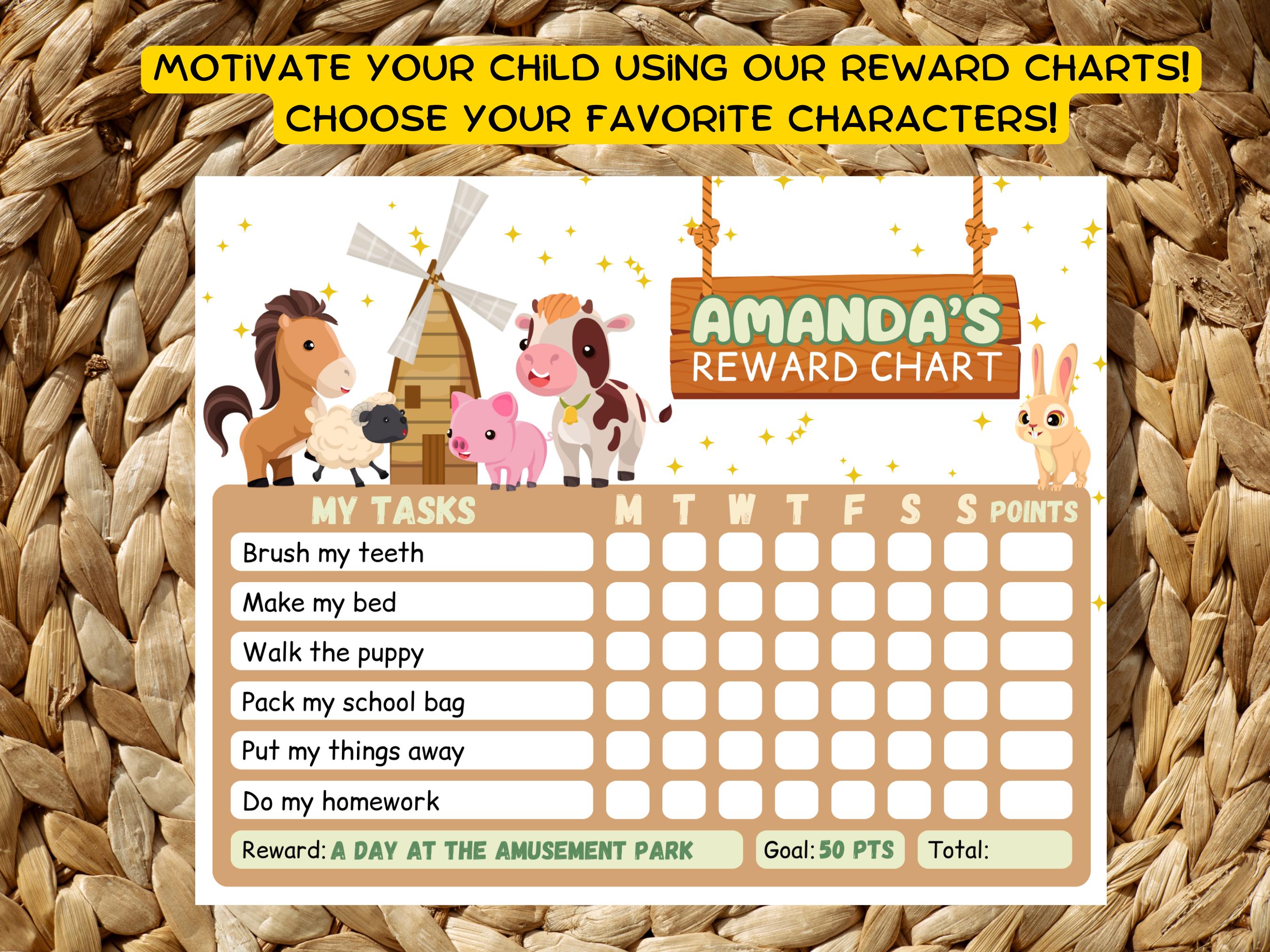 EDITABLE Autumn Farm Reward Chart for Kids,farm Animals Routine Chart ...