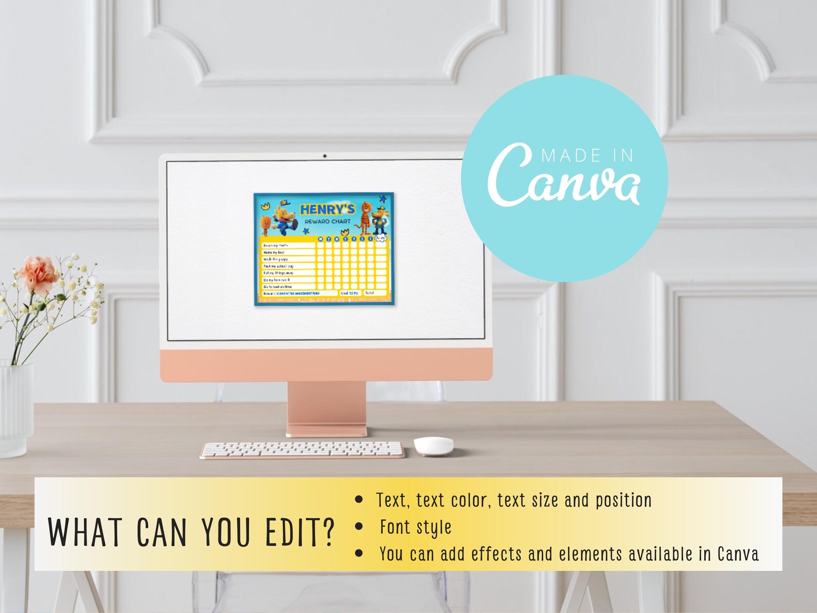 EDITABLE Reward Chart Dog Man,behavior Reward Chart for Kids,dogman ...