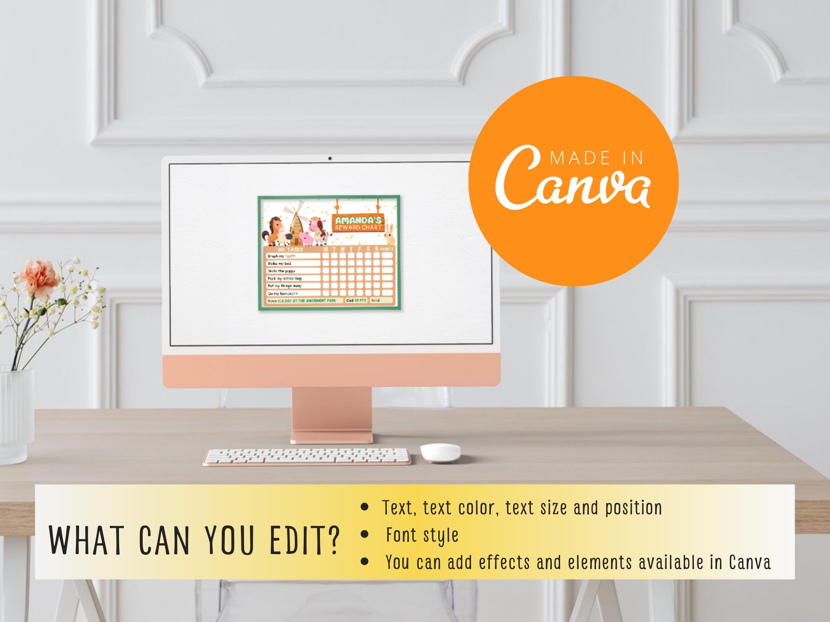 EDITABLE Autumn Farm Reward Chart for Kids,farm Animals Routine Chart ...