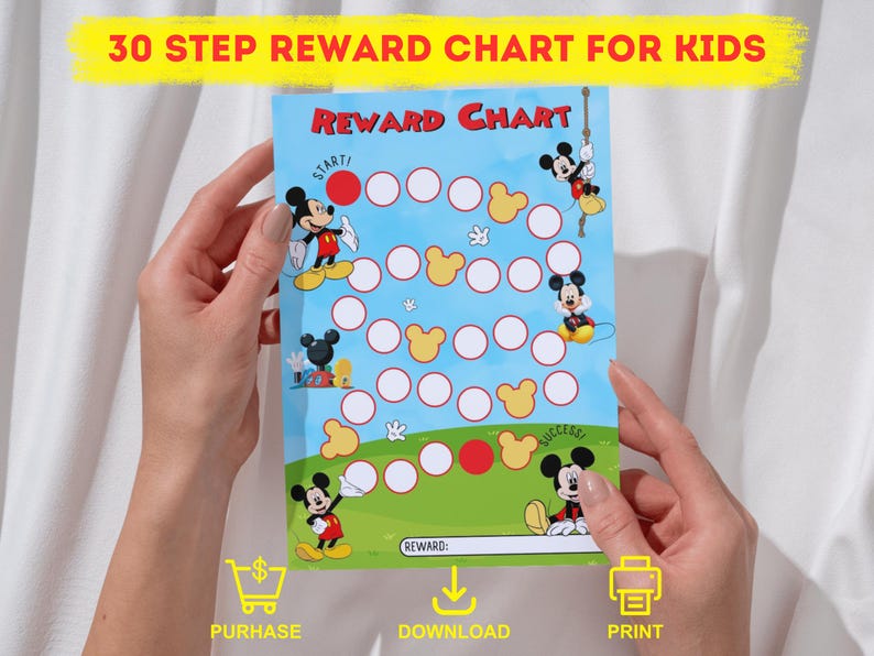 Mickey Mouse Reward Chart,sticker Chart,kids Potty Training,behavior ...