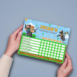 EDITABLE Reward Chart Minecraft,behavior Reward Chart for Kid,video ...