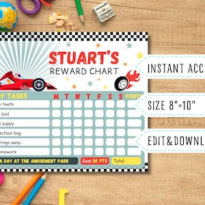 EDITABLE Reward Chart Racing,behavior Reward Chart for Kids,f1 Racing ...