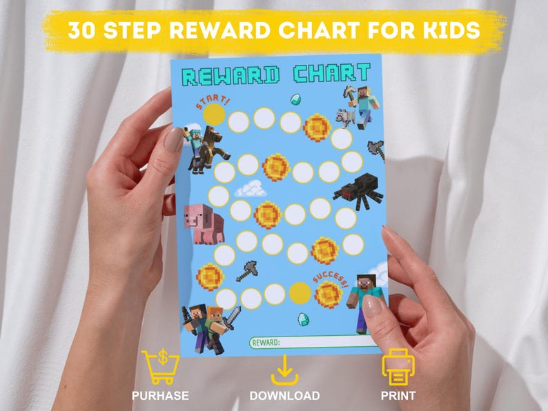 Minecraft Reward Chart,sticker Chart for Kids,potty Training Chart for ...