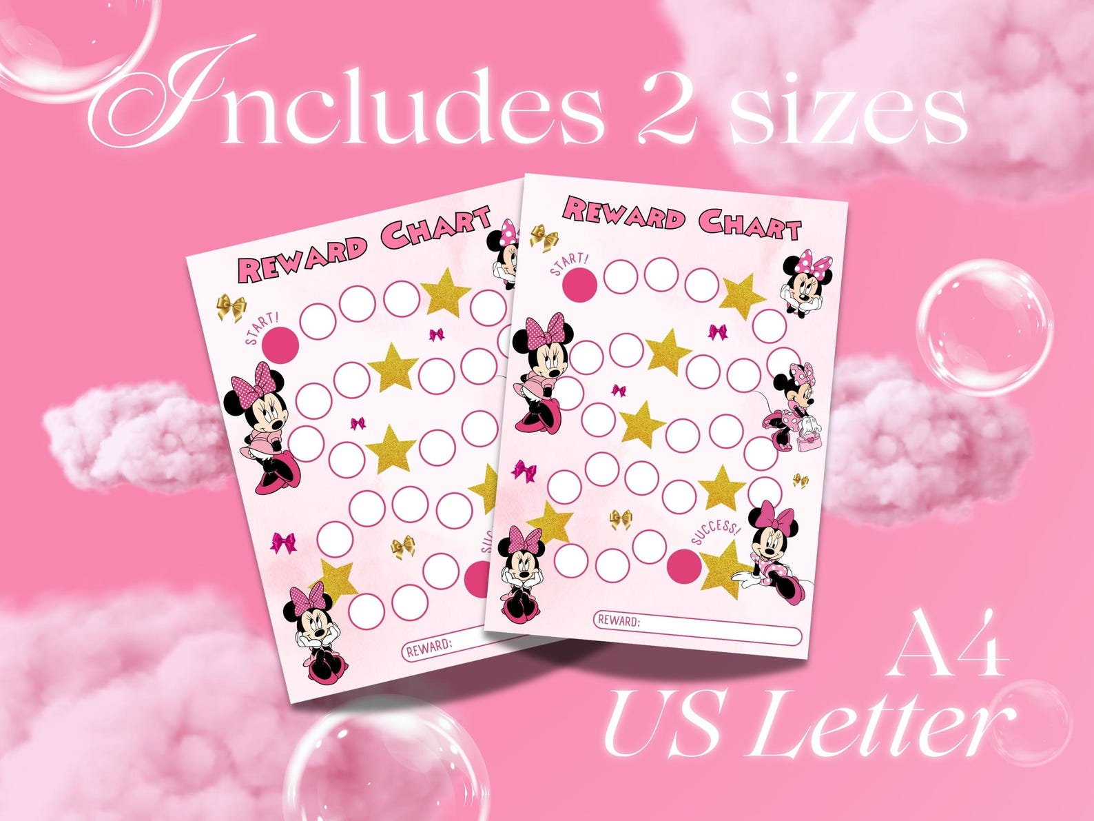 Minnie Mouse Reward Chart,sticker Chart for Kids,potty Training Chart ...