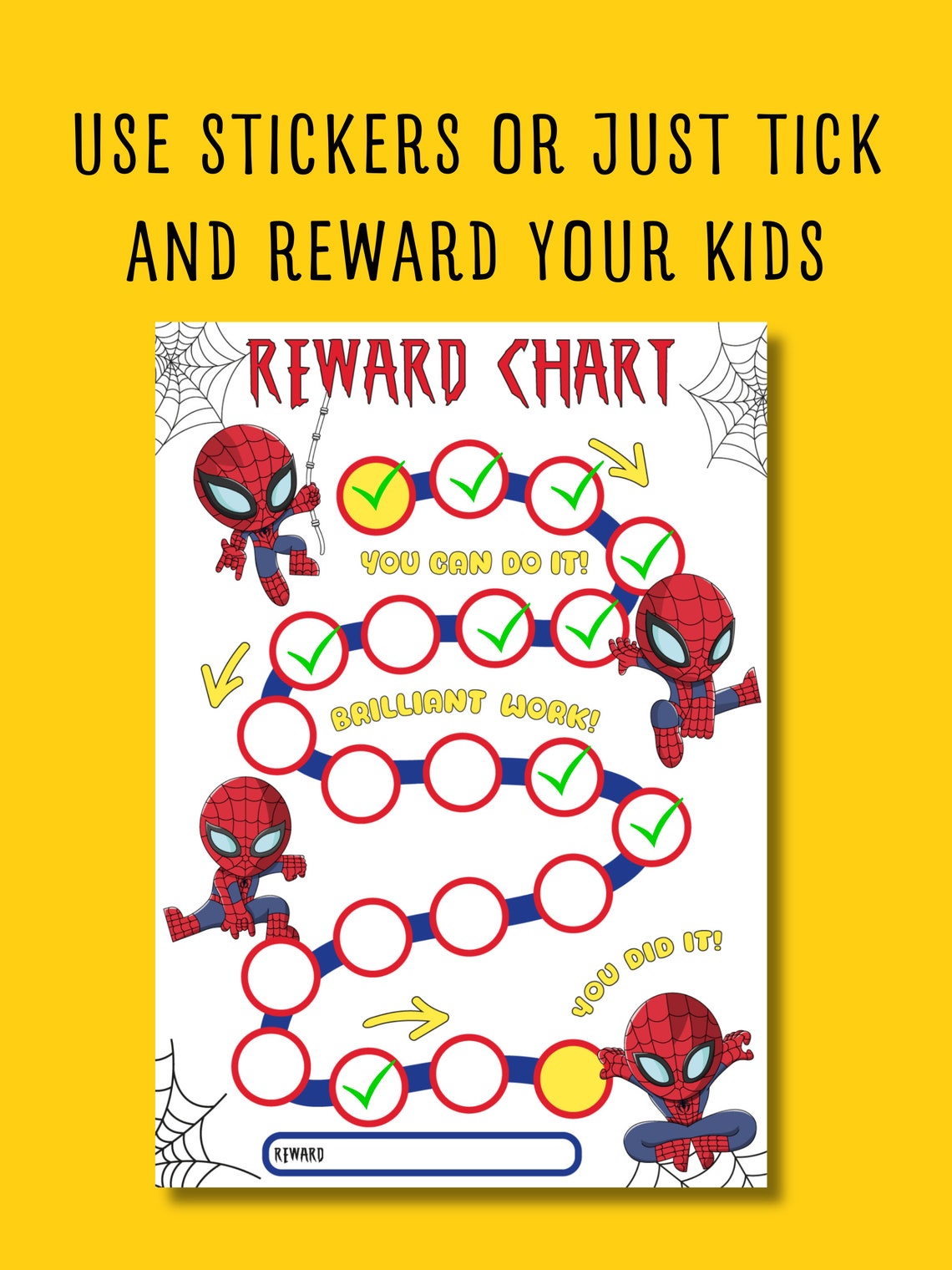 Spiderman Reward Chart for Kids,chore Chart,digital Instant Download ...