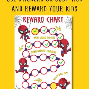 Spidey Reward Chart for Kids, Chore Chart,digital Instant Download ...
