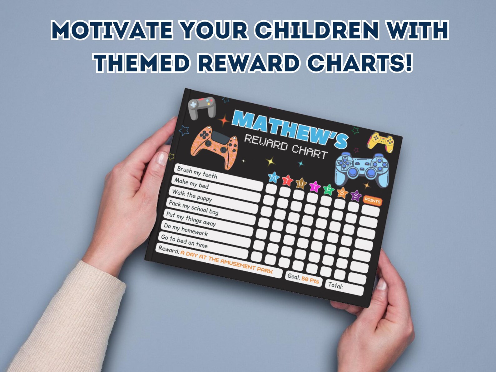 EDITABLE Video Game Reward Chart,video Game Kids Chore Chart,controller ...