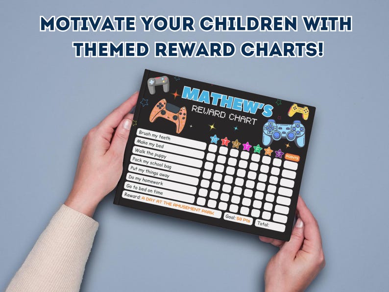 EDITABLE Video Game Reward Chart,video Game Kids Chore Chart,controller ...
