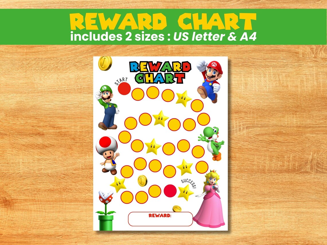 Super Mario Reward Chart,sticker Chart for Kids,potty Training Chart ...