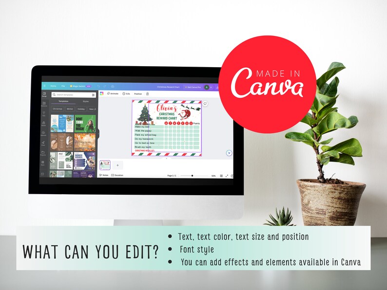 EDITABLE Christmas Reward Chart,new Year's Behavior Chart,santa Chore ...