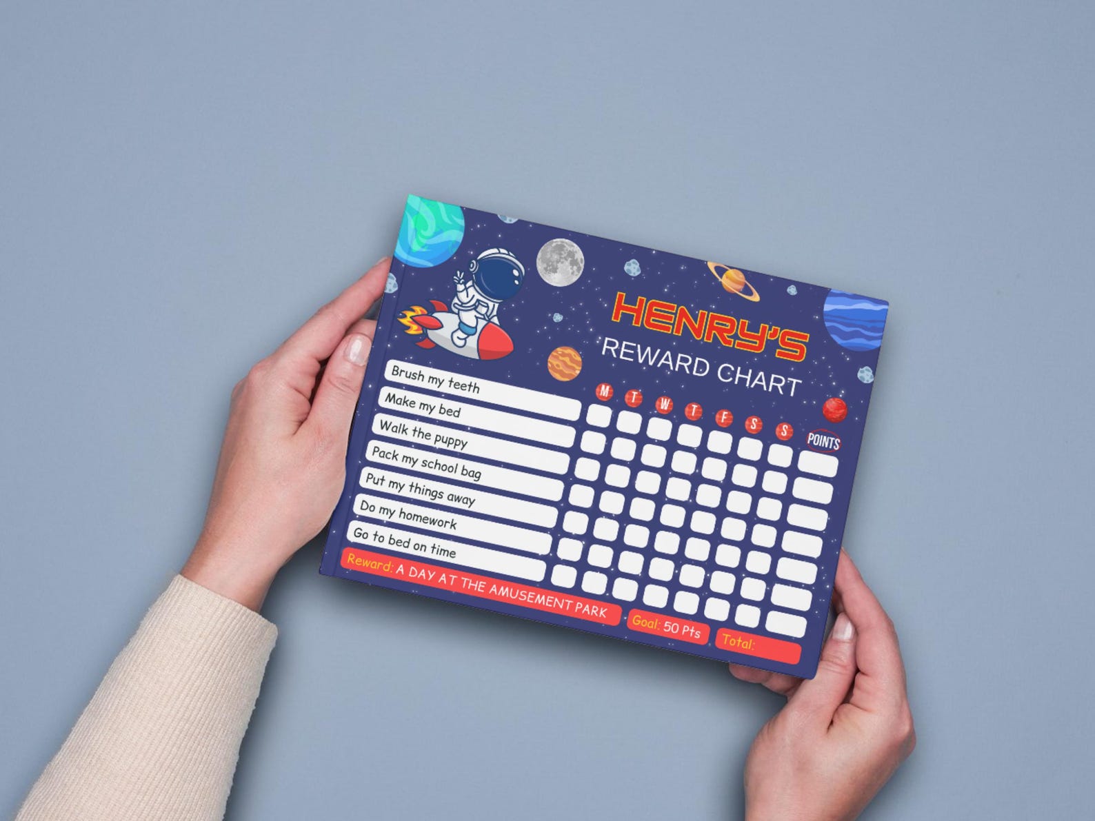 EDITABLE Space Reward Chart,spaceman Behavior Chart,solar System Chore ...