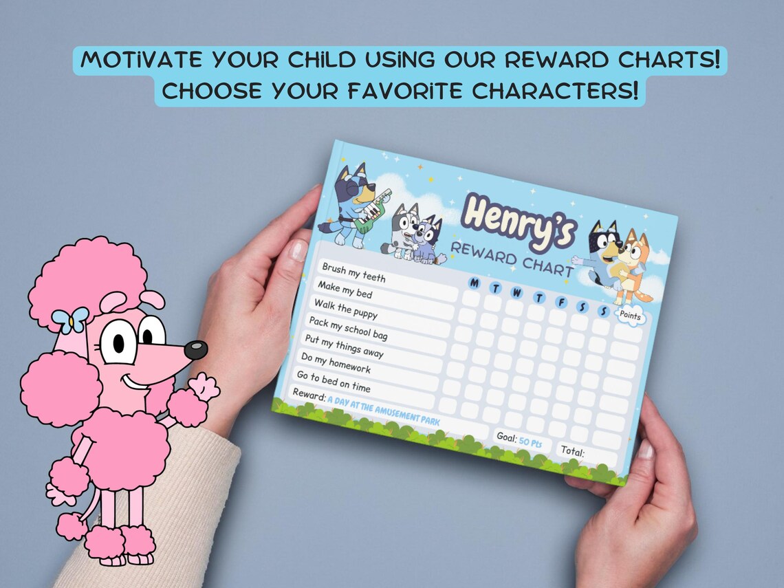 EDITABLE Reward Chart Bluey,behavior Reward Chart for Kids,blue Puppy ...