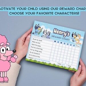 EDITABLE Reward Chart Bluey,behavior Reward Chart for Kids,blue Puppy ...