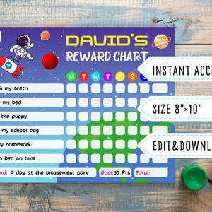 EDITABLE Space Reward Chart, Space Behavior Chart, Astronaut Chore ...