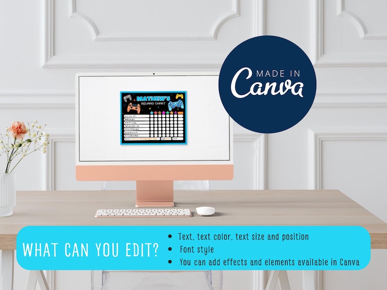 EDITABLE Video Game Reward Chart,video Game Kids Chore Chart,controller ...